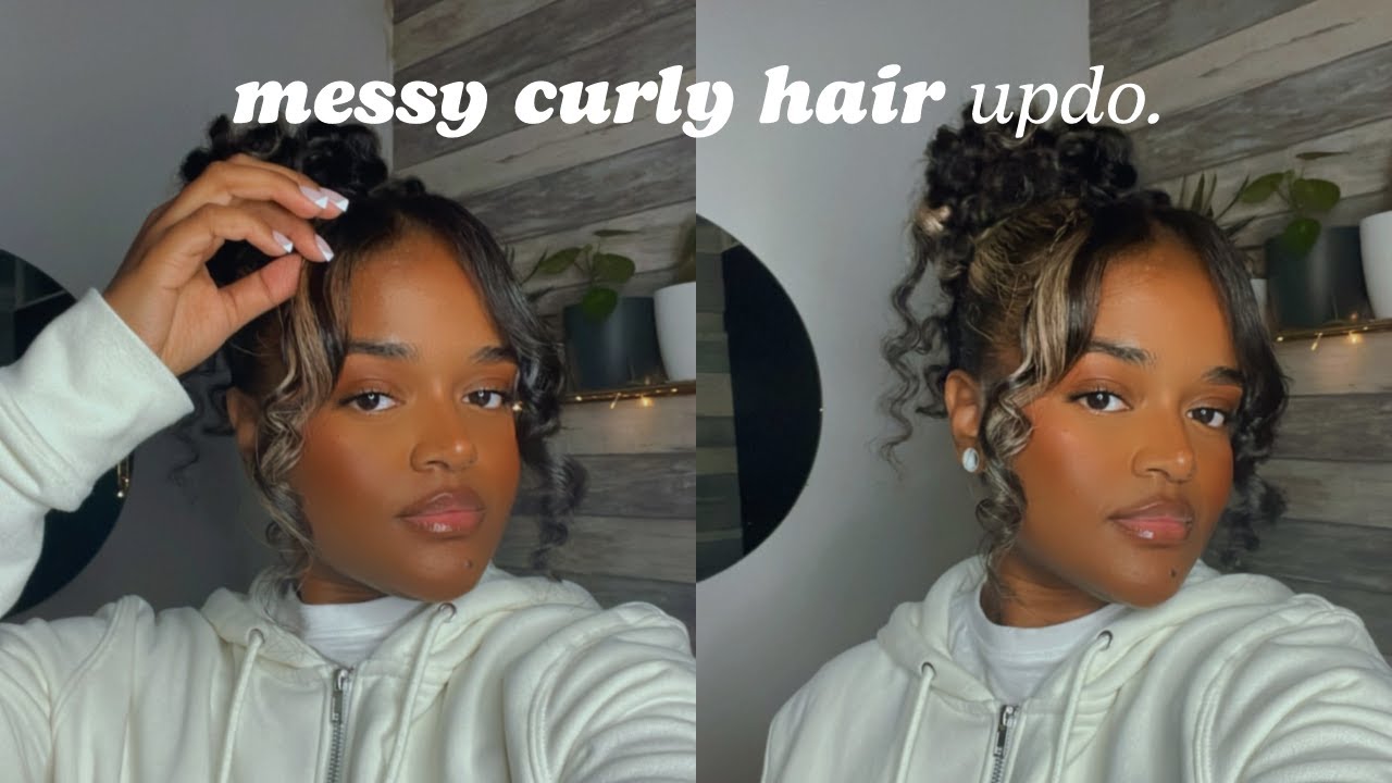 messy curly hair updo | natural hair. - YouTube