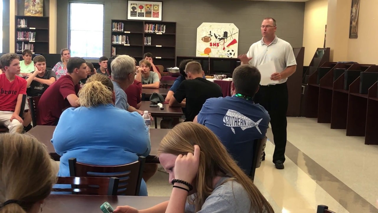 New Southside baseball coach Shane Chappell talks to the community at a ...