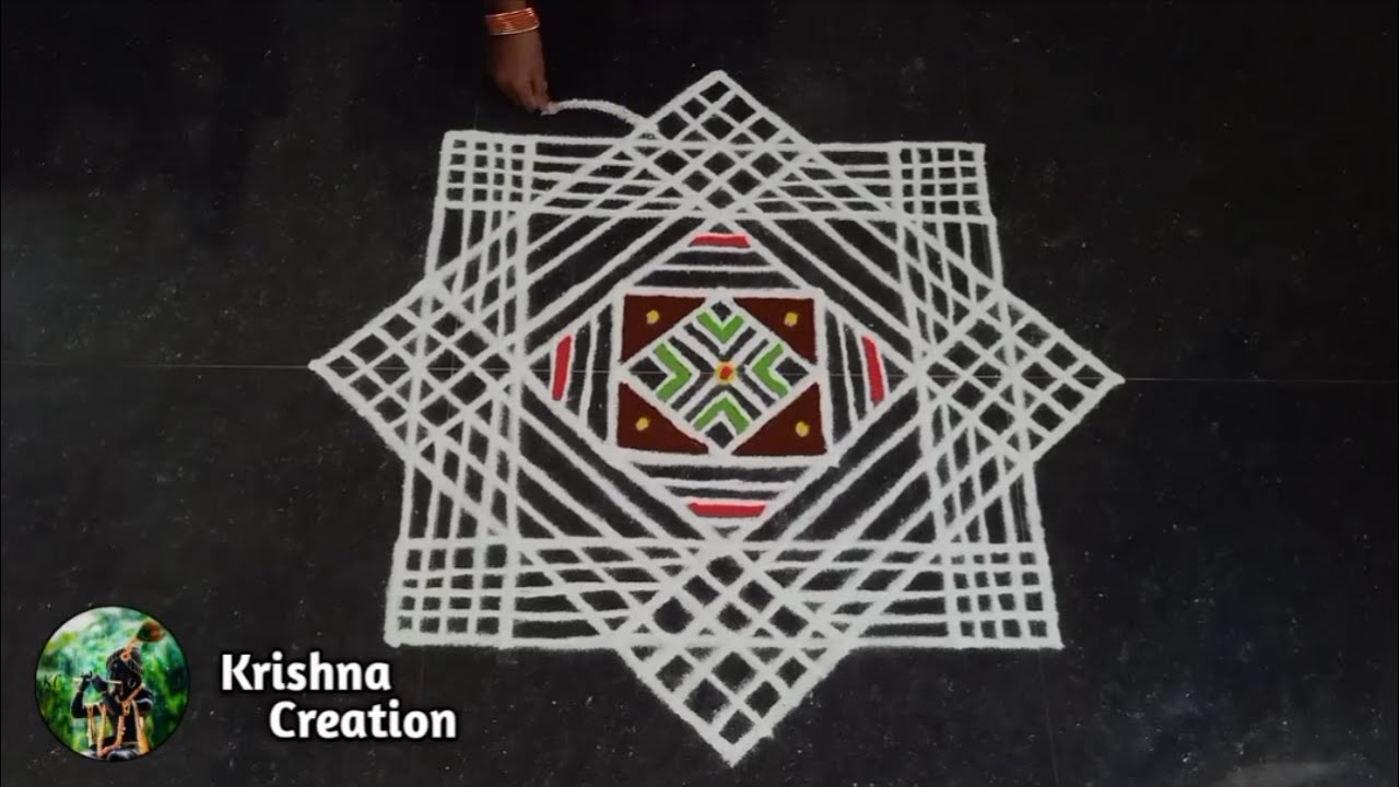 Easy Padi Kolam Design with 7x7 dot | Simple Padi Kolam | Beautiful ...