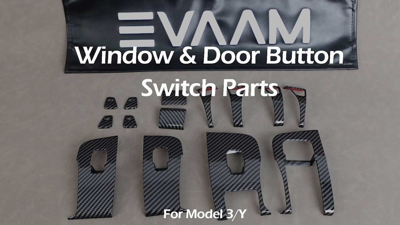 Tesla Carbon Fiber Pattern Trim Window & Door Button Switch Parts for ...