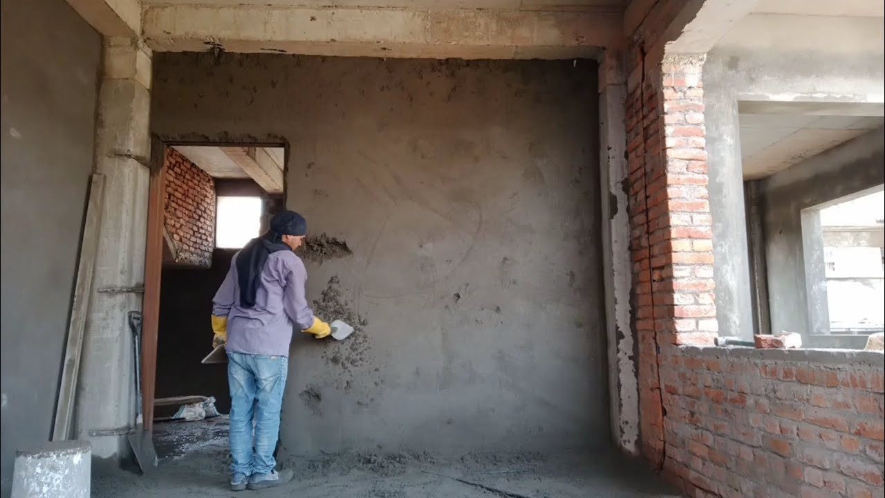 hand wall plastering techniques house bedroom wall plaster working ...