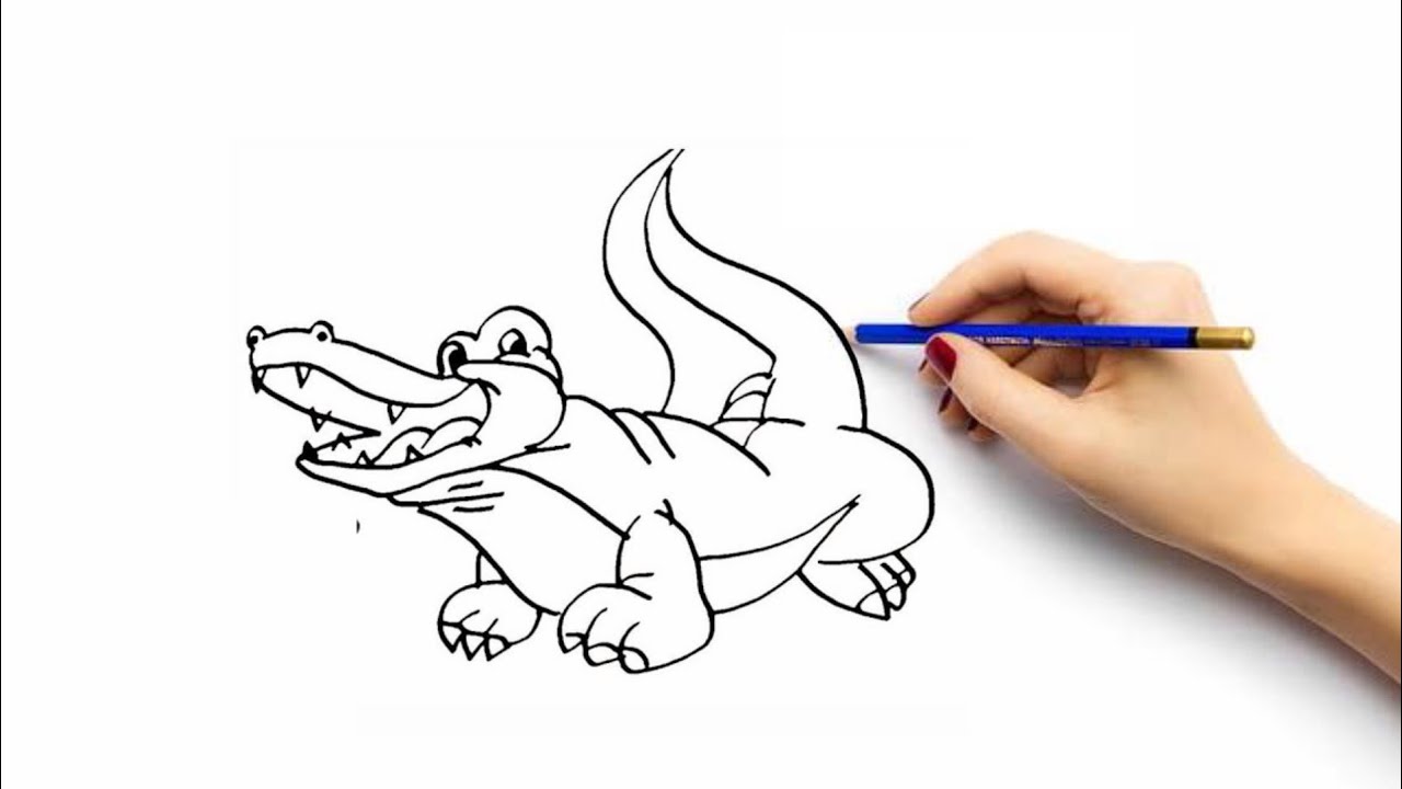 CARA MENGGAMBAR BUAYA - SKETSA GAMBAR - YouTube