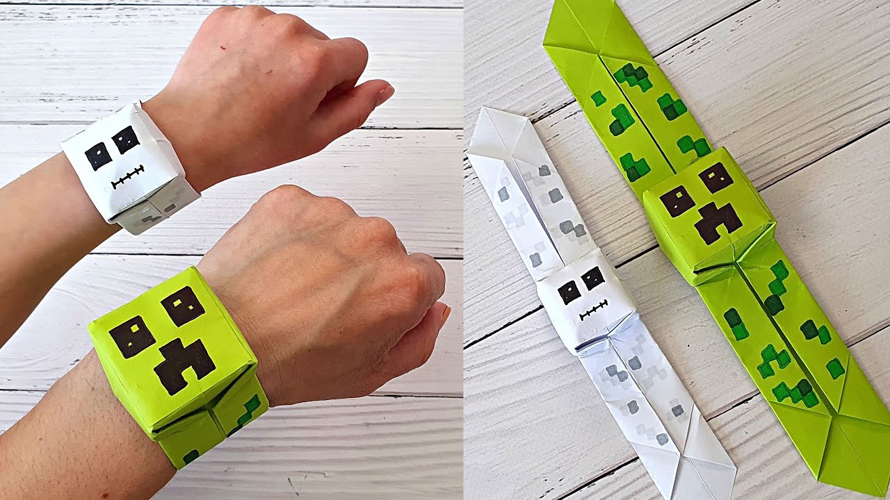 How to Make a Minecraft-Themed Origami Wristband | DIY Paper Craft ...