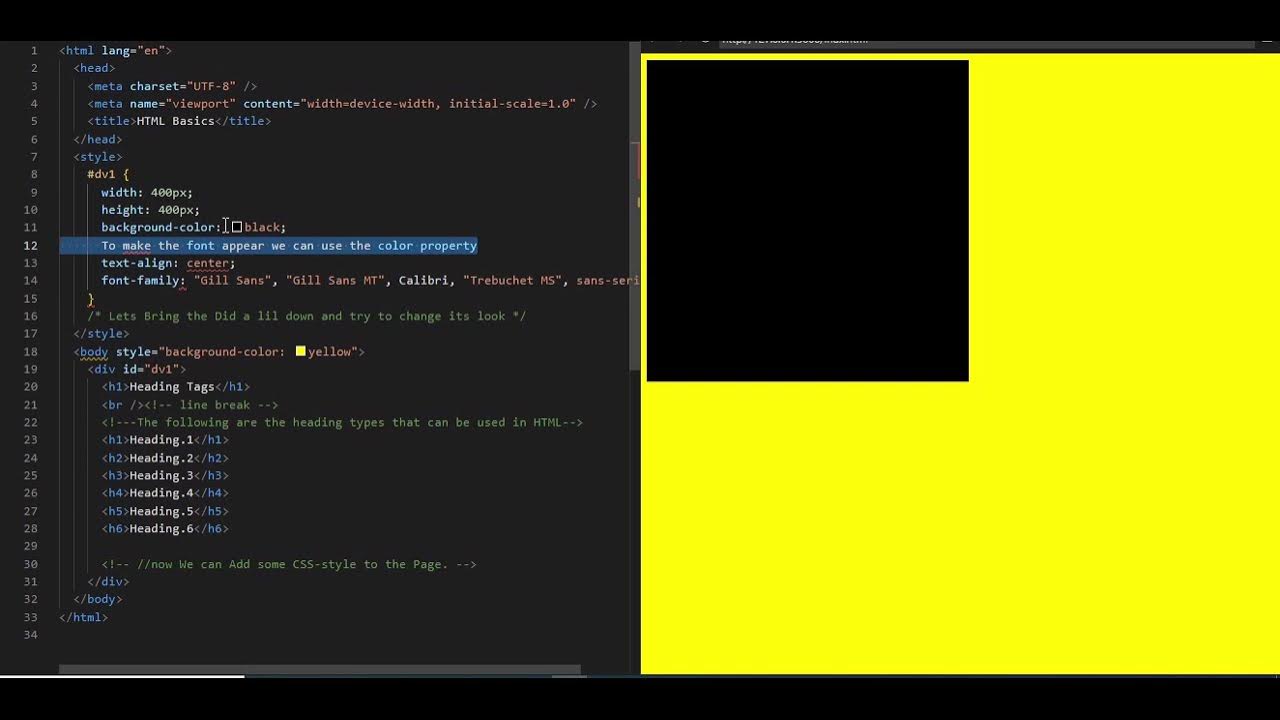 HTML CSS Heading TAGS,CSS Styling ,CSS Positioning Full Video - YouTube