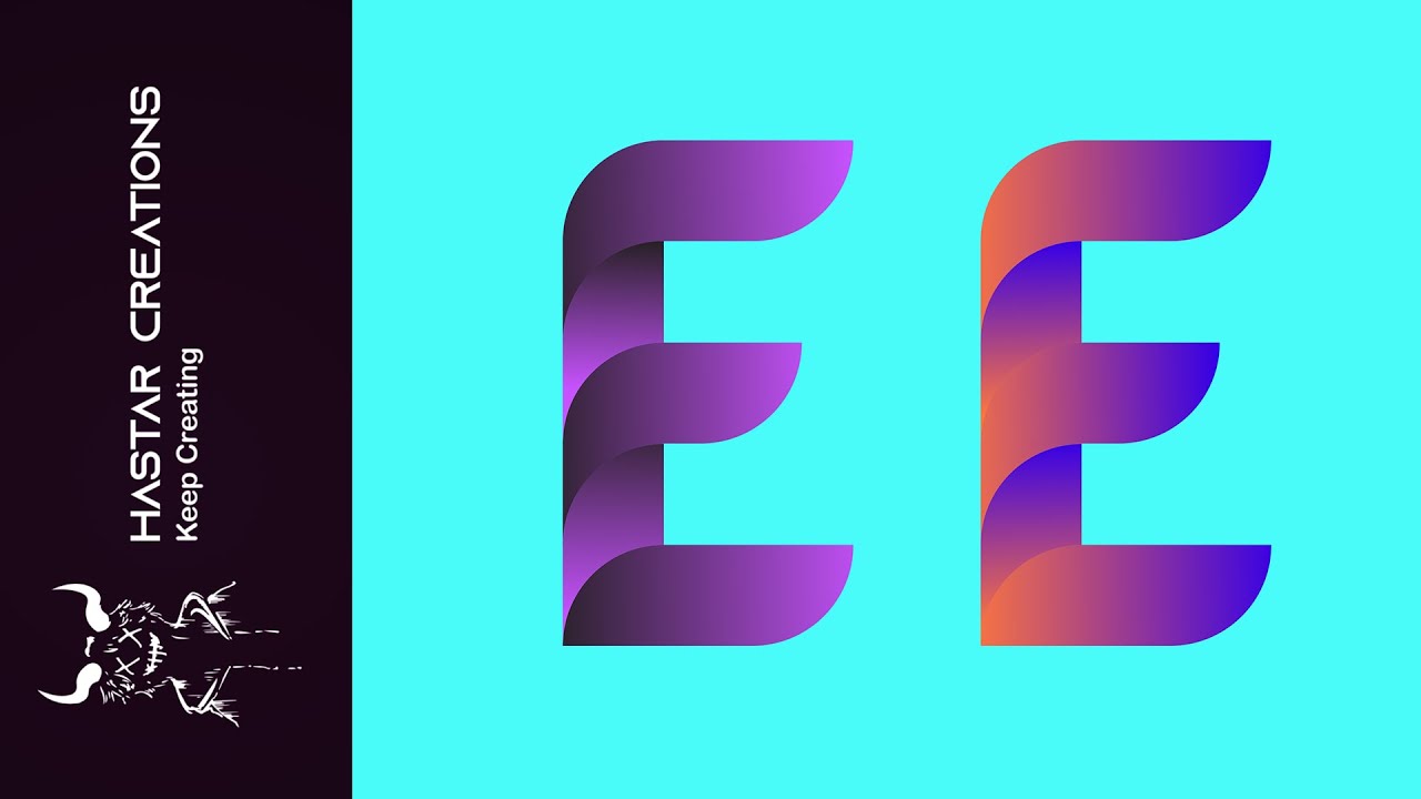 Gradient Letter E Logo Design in Illustrator | Hastar Creations - YouTube