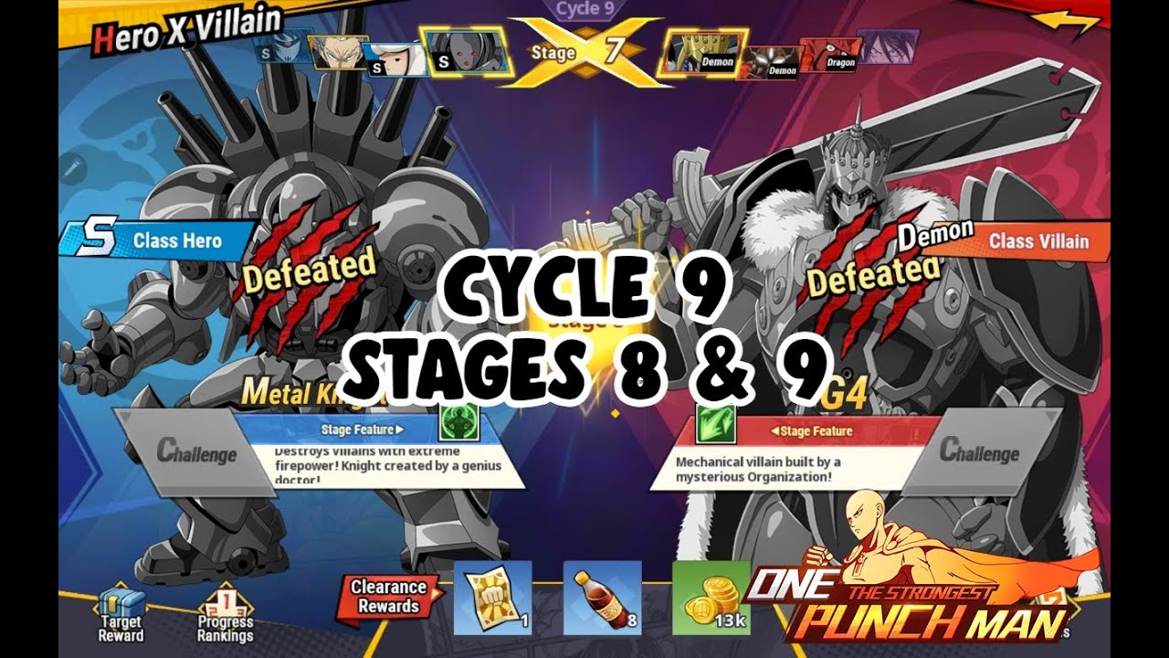 Hero X Villain Cycle 9 Stages 8 & 9 One Punch Man The Strongest - YouTube