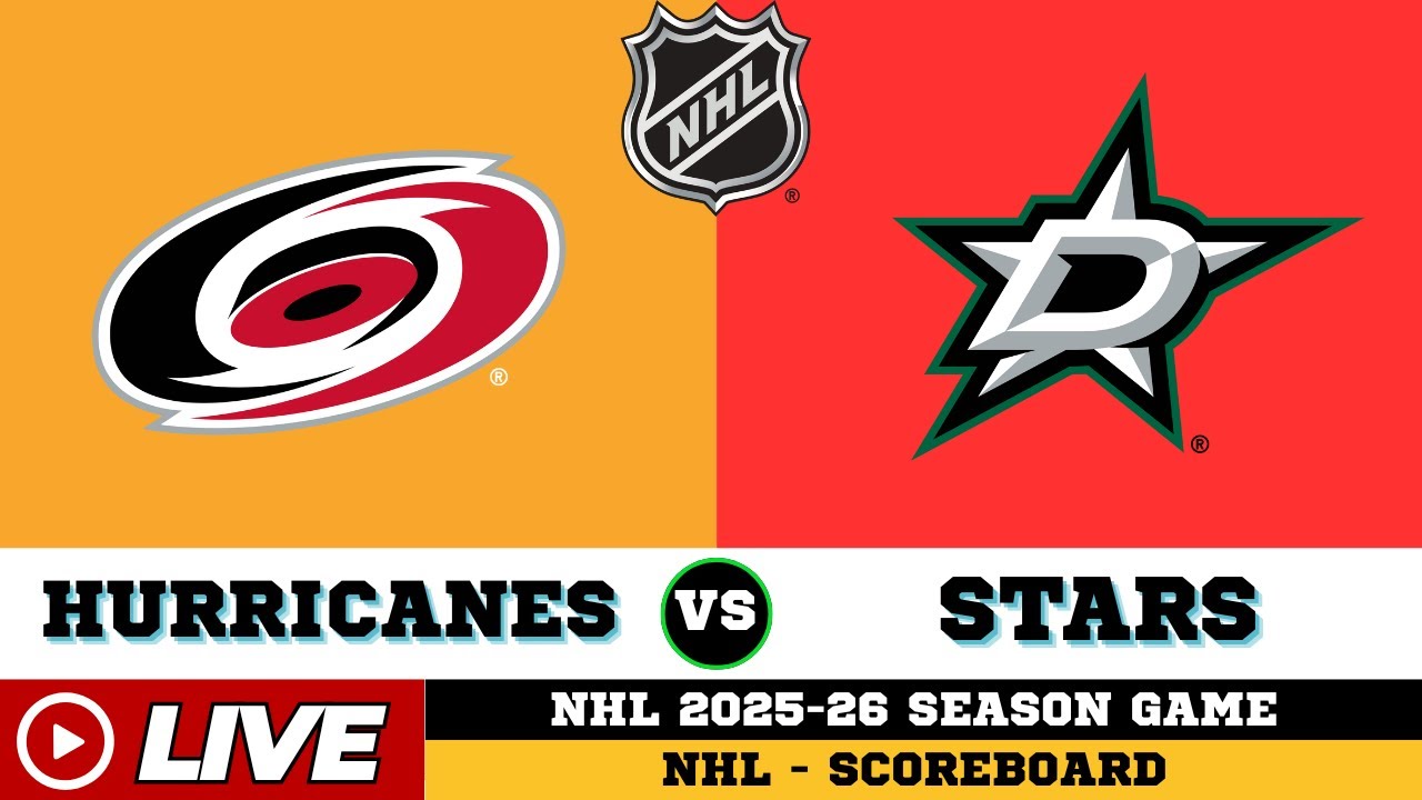 Dallas Stars Vs Carolina Hurricanes | NHL 2026 | NHL Live SCOREBOARD ...