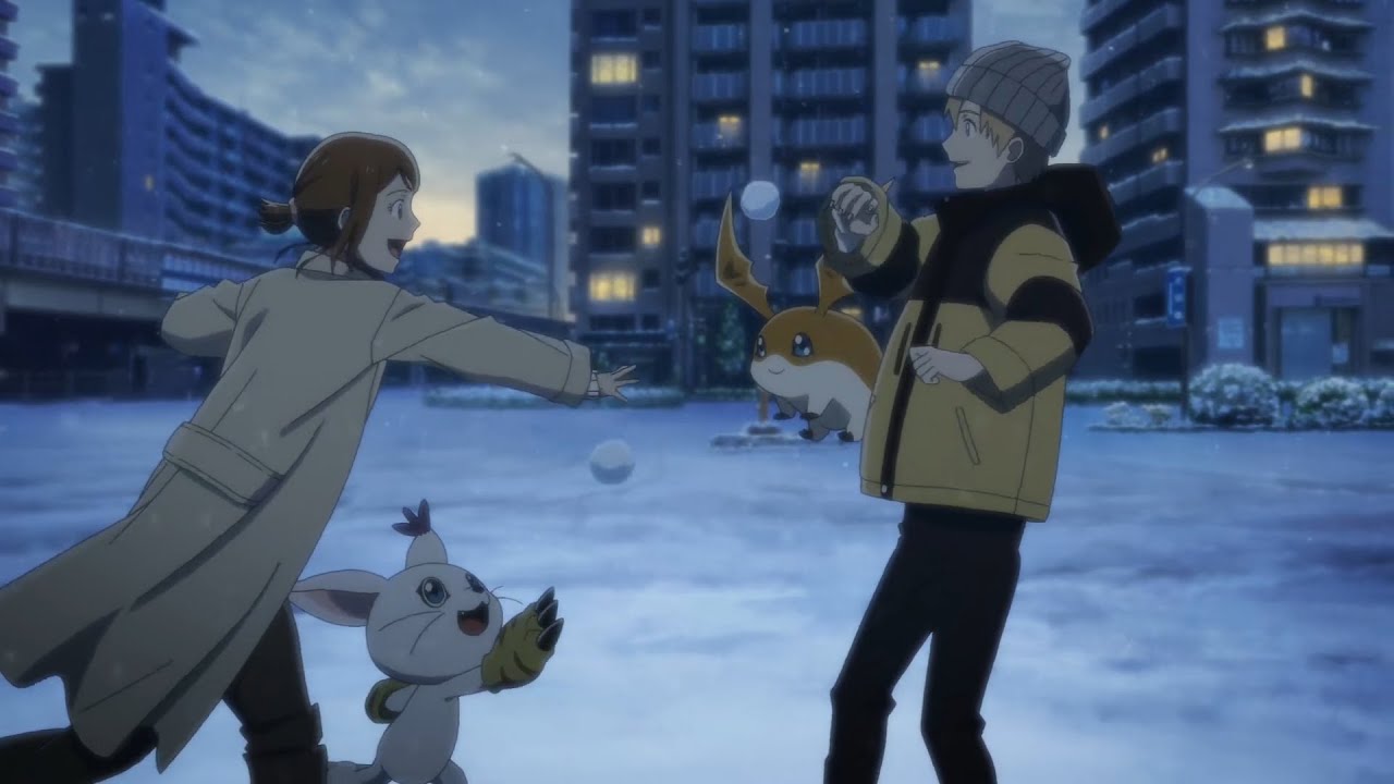 Patamon And Gatomon Snowball Fight - Digimon Adventure 02 The Beginning ...