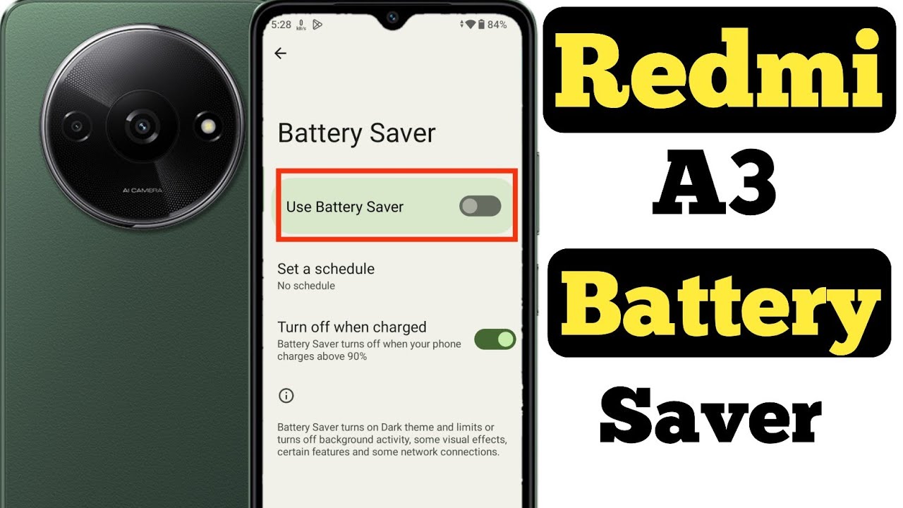 How to on battery saver in Redmi A3 || Redmi A3 me battery saver kaise ...