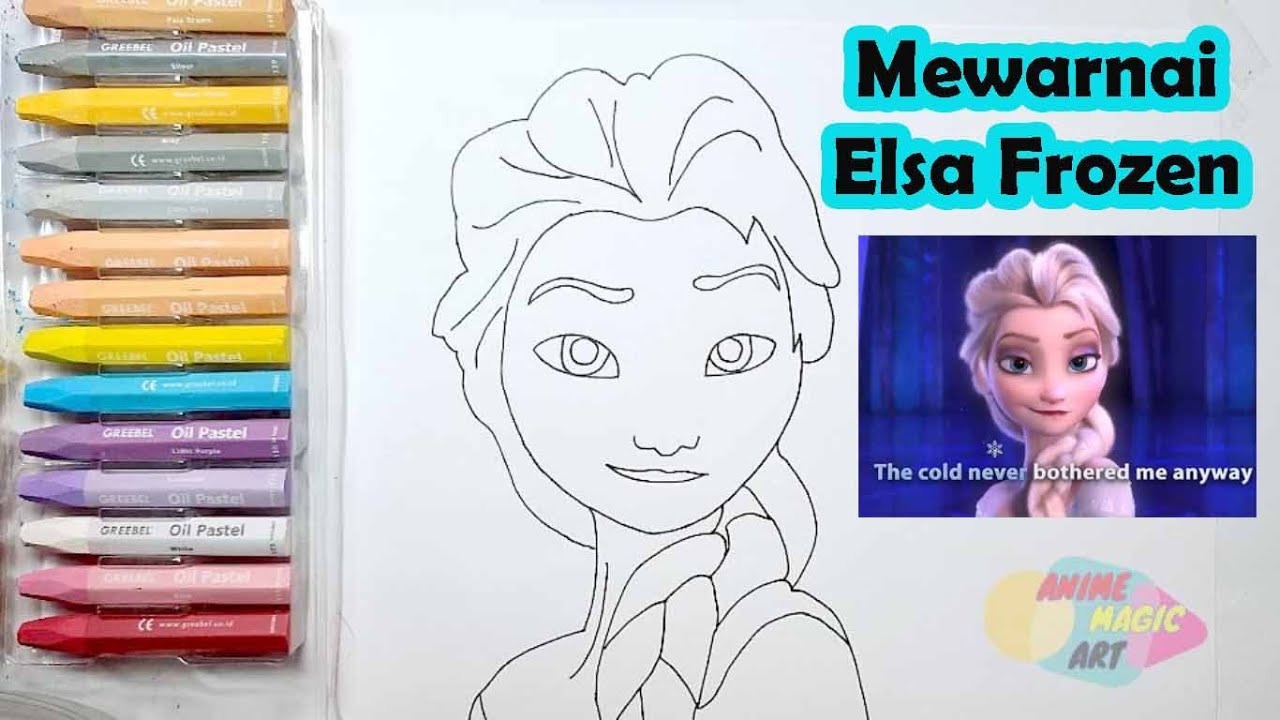 Sketsa Menggambar dan Mewarnai Elsa Frozen dengan Crayon Greebel - YouTube