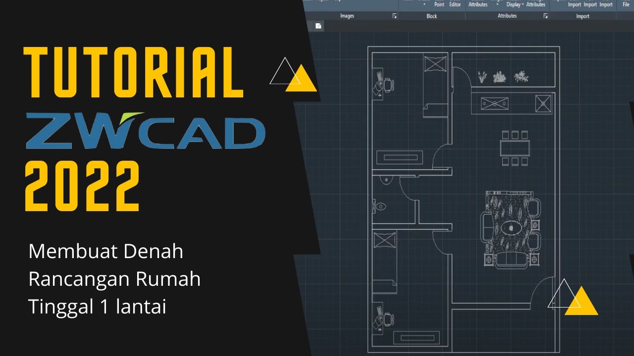Tutorial ZWCAD 2022 Denah Rumah 1 Tingkat - ZW3D Indonesia - YouTube