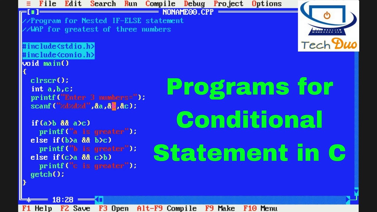Tech Duo - Programs for Conditional Statement in C - YouTube