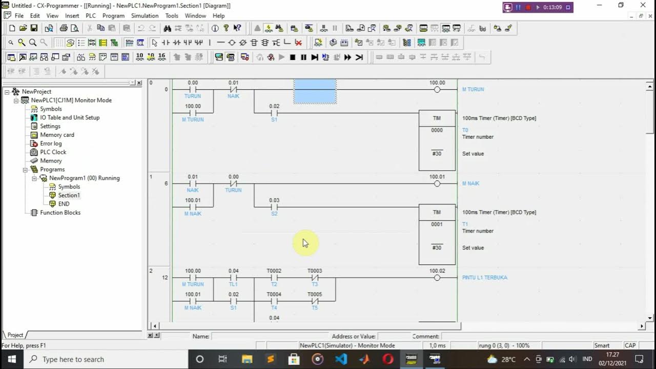 Ladder Diagram Aplikasi Lift dengan 2 lantai | Cx Programmmer - YouTube