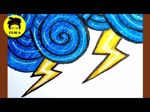 How To Draw Thunder Step By Step For Beginner | How To Draw Clouds ...
