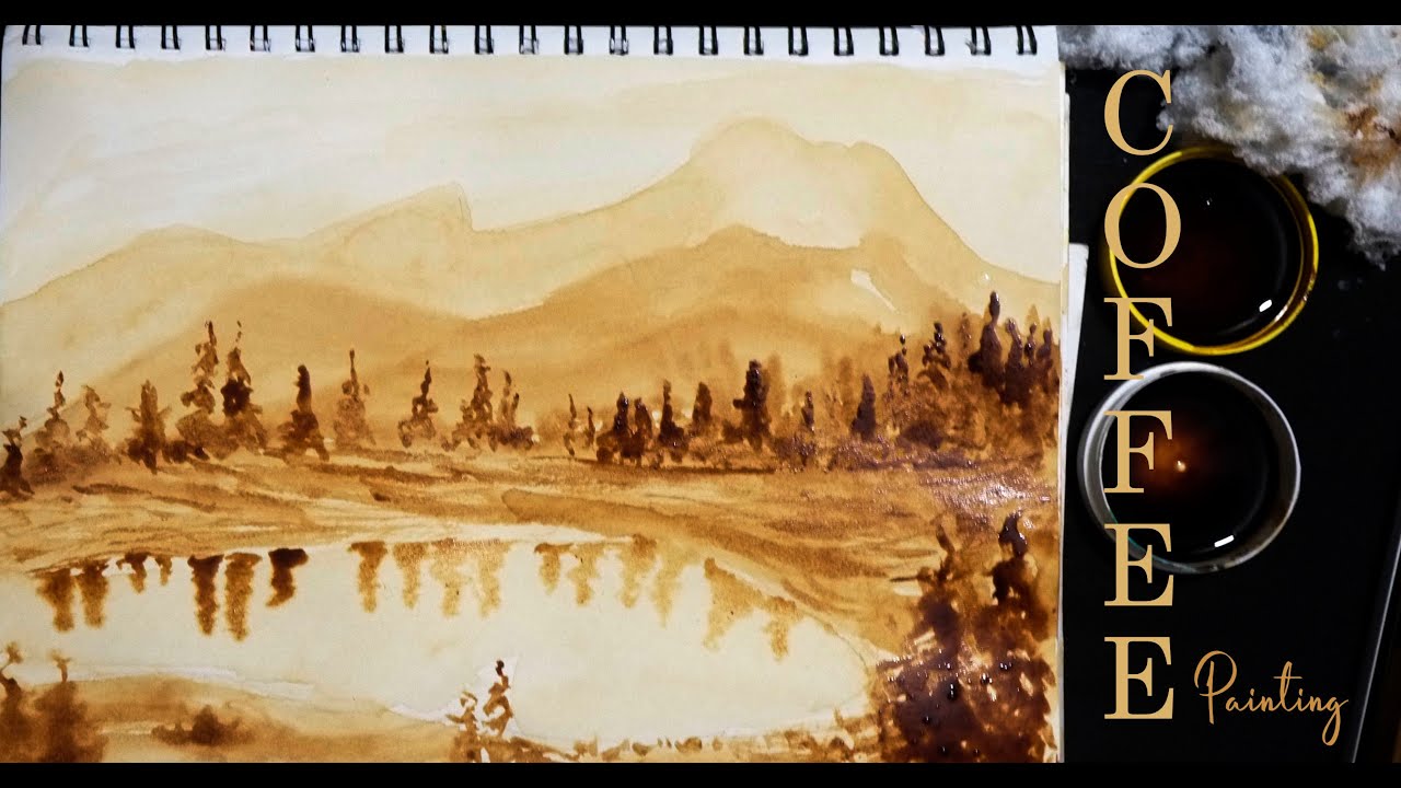 Coffee painting Landscape Tutorial: Easy for beginners, Materials ...