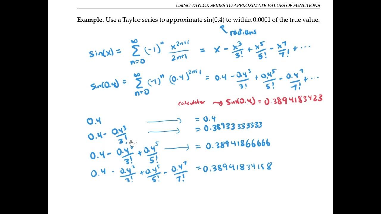 Using Taylor Series to Approximate Values of Functions - YouTube