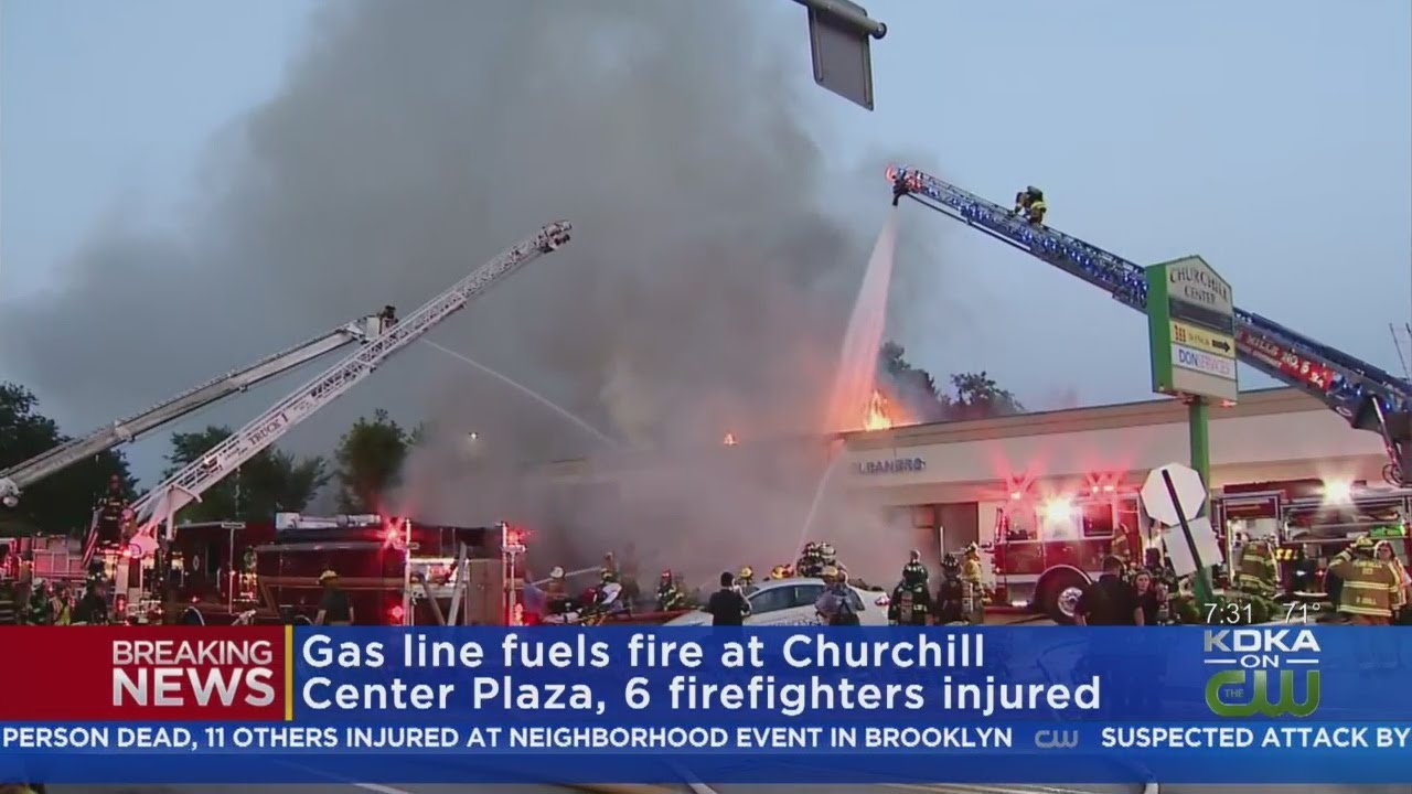 Crews Continue Battling Gas Line-Fueled Fire At Churchill Center - YouTube