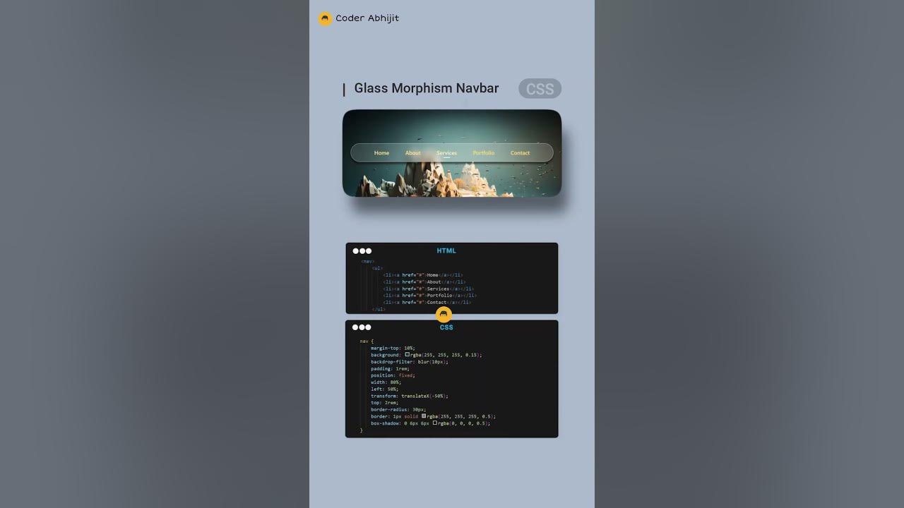 CSS Glass Morphism Navbar #shots #shortvideo #html #css - YouTube