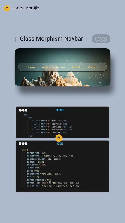 CSS Glass Morphism Navbar #shots #shortvideo #html #css - YouTube