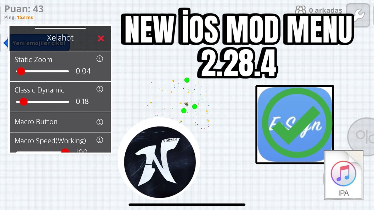 NEW İOS MOD MENU HOW TO SET UP E-SİGN (AGARİO MOBİLE) - YouTube