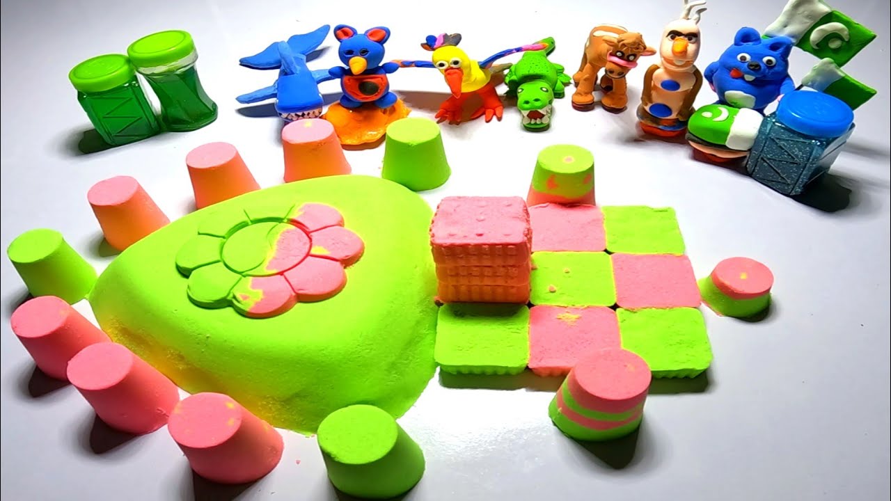 Kids Clay Party learn to make toys from kinetic sand | Making Animals ...