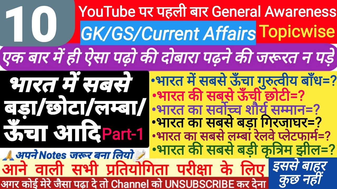 GK Quiz 2021 Largest Longest Highest And Smallest In India Bharat gk-quiz-2021-largest-longest-highest-and-smallest-in-india-bharat