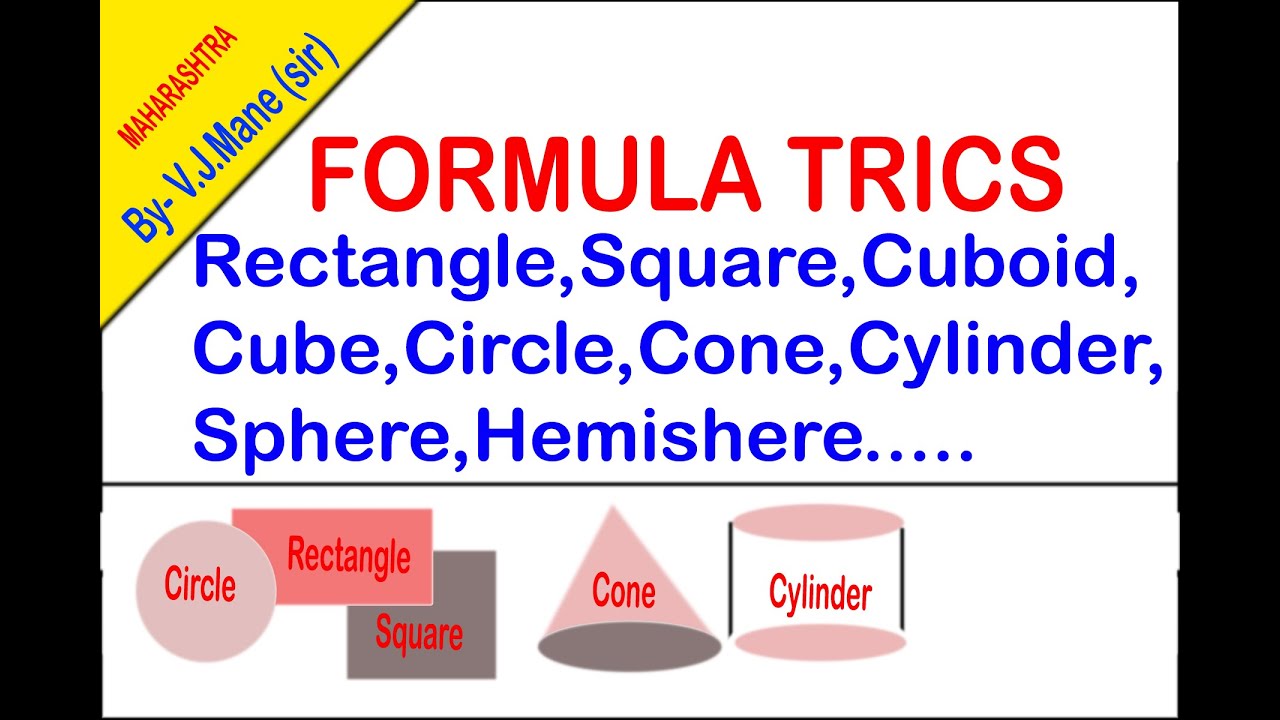 Formulas Tricks, Rectangle & Square,Cuboid & Cube Formula,Circle,Sphere ...