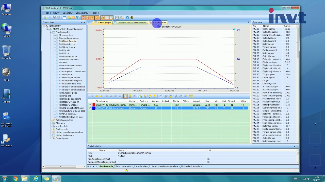 How VFD GD350 RS485 Modbus communicate with INVTStudio? - YouTube