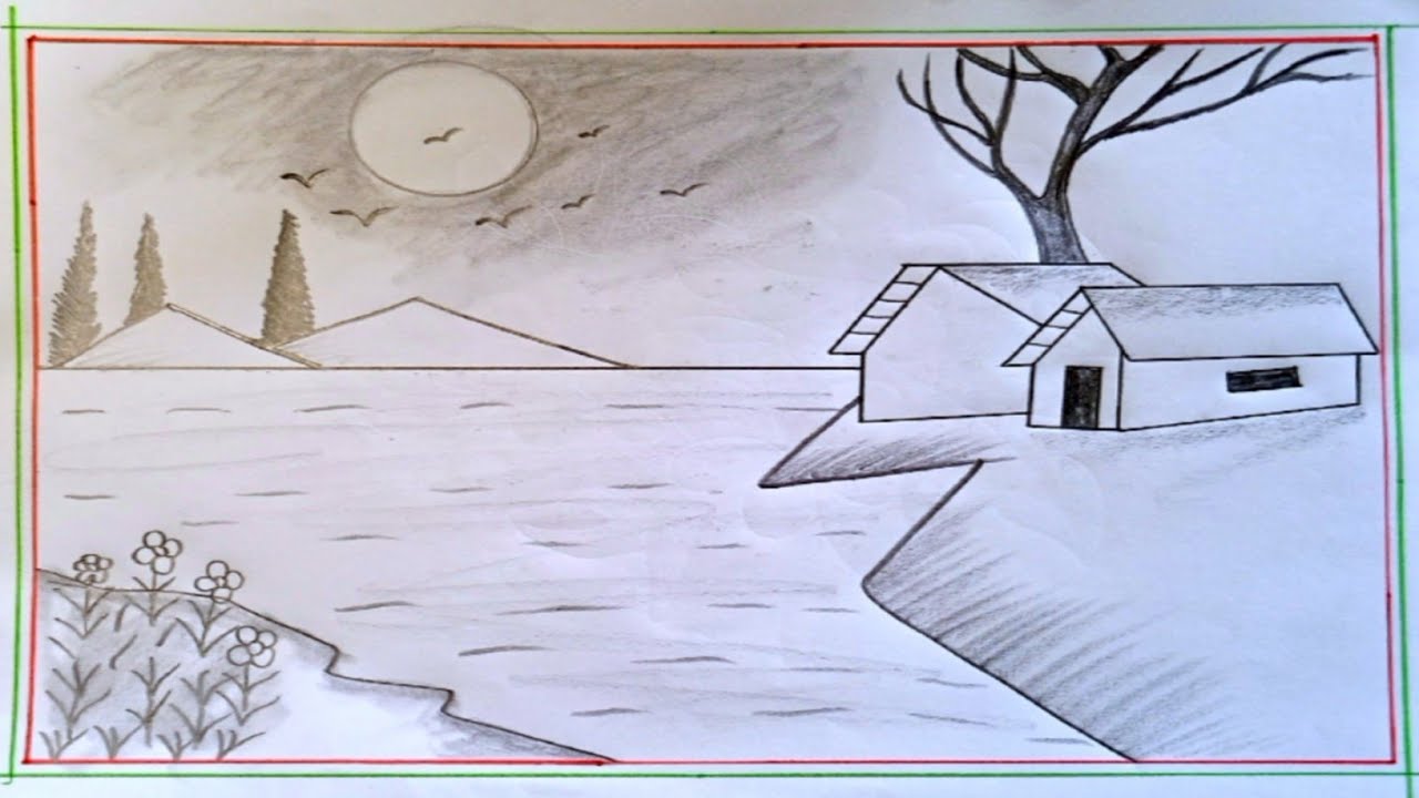 how to drawing a scenery for beginners /pencil drawing easy ...