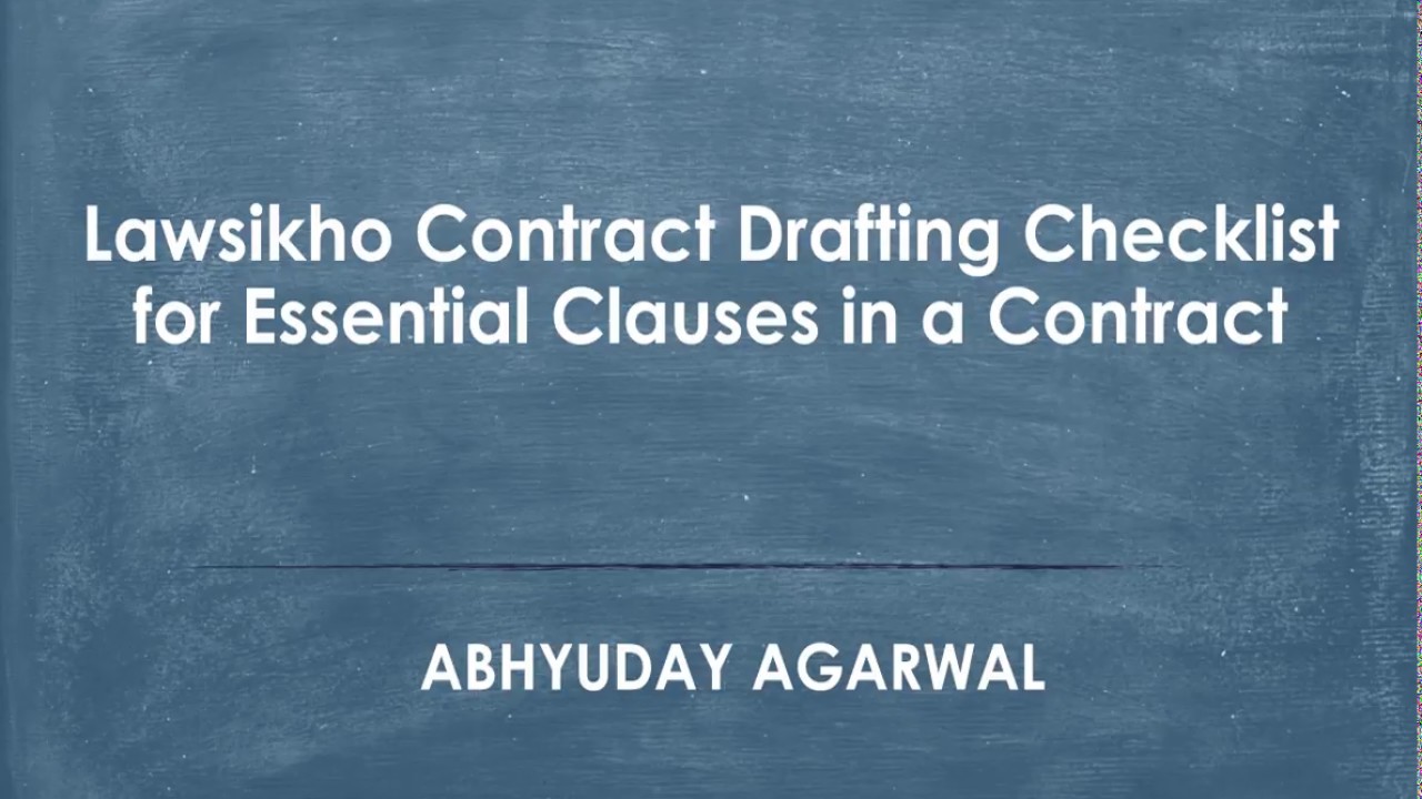 Lawsikho Contract Drafting Checklist for Essential Clauses in a ...