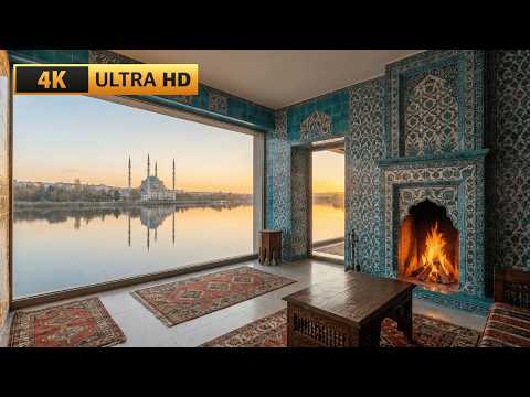 🌙 Huzur Veren Cami Ambiyansı🔥Göl Kenarında Şömine Çıtırtısı [Tefekkür Çalışma] | Peaceful Ambience