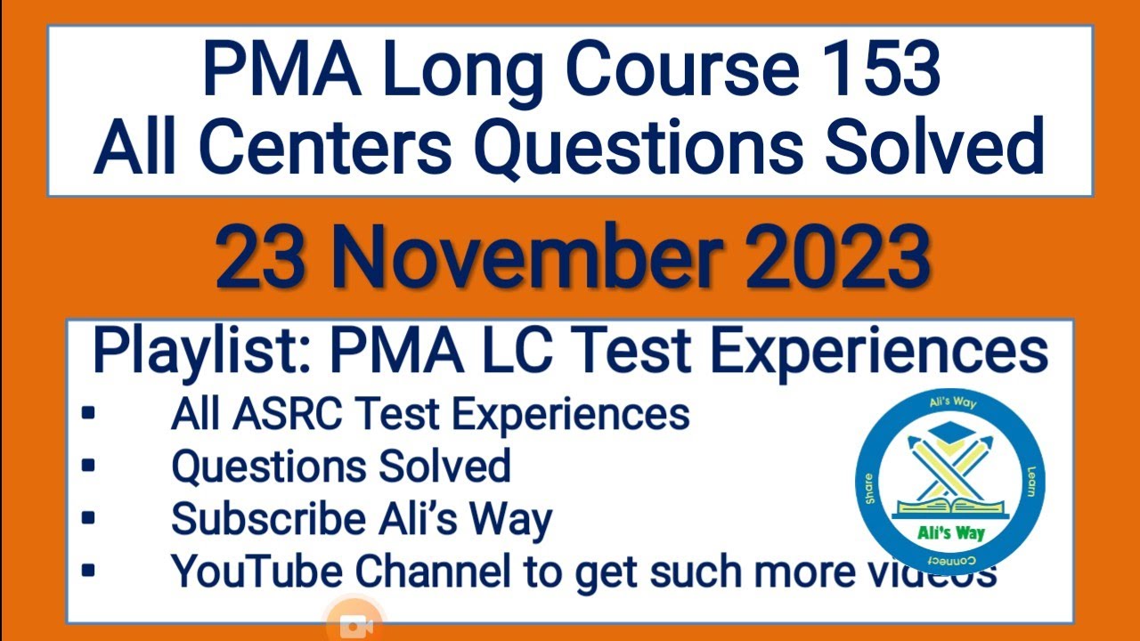 23 November 2023|PMA Long Course 153|All Test Centers/ASRCs Test ...