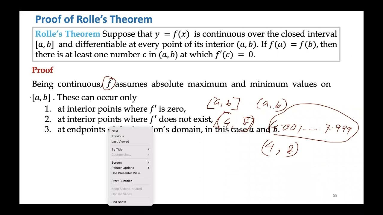 Proof of Rolle's Theorem, Proof of Mean Value Theorem - YouTube