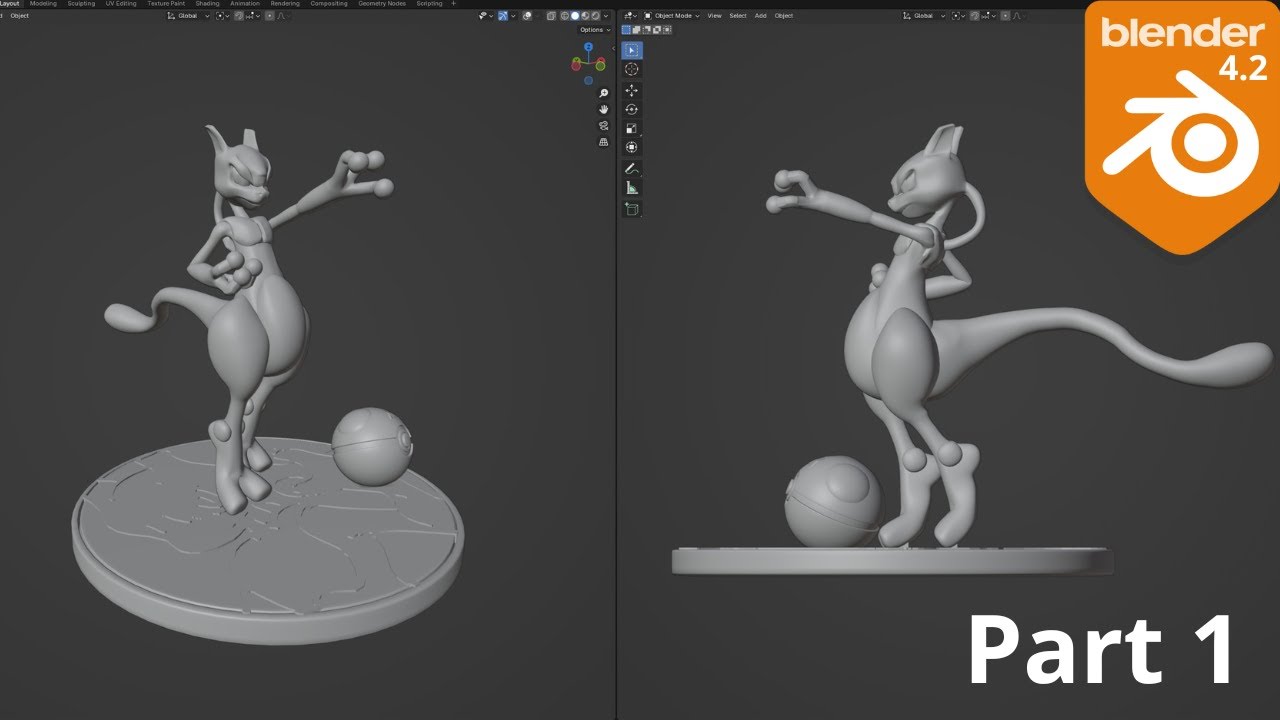 How to Model a character in Blender - MEWTWO Part1 - YouTube