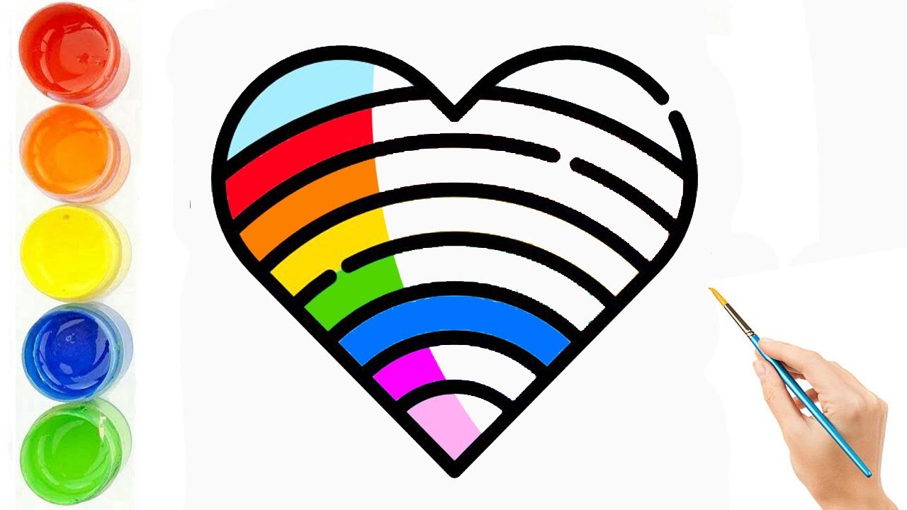 Rainbow Heart Drawing Painting and Coloring For Kids - Easy Coloring ...