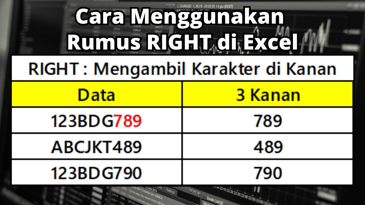 Cara Menggunakan Rumus RIGHT di Excel | Ambil Karakter dari Belakang ...