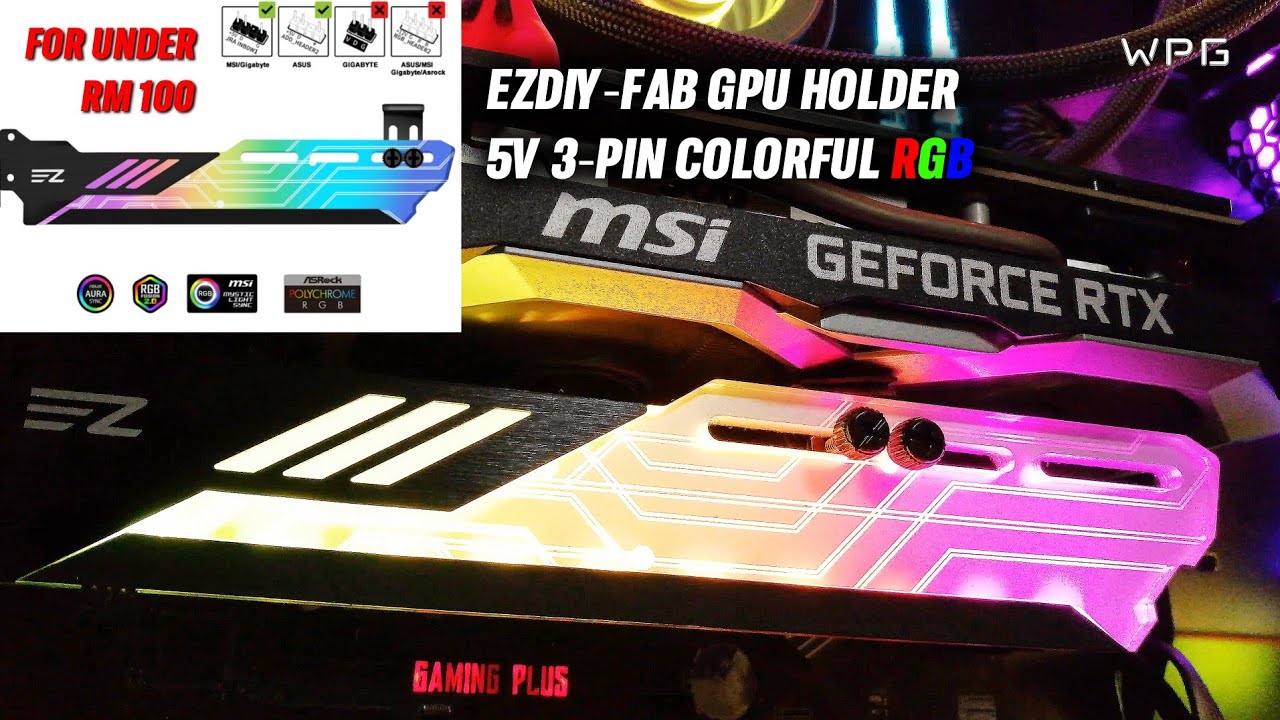 EzDIY GPU HOLDER 5V RGB - YouTube