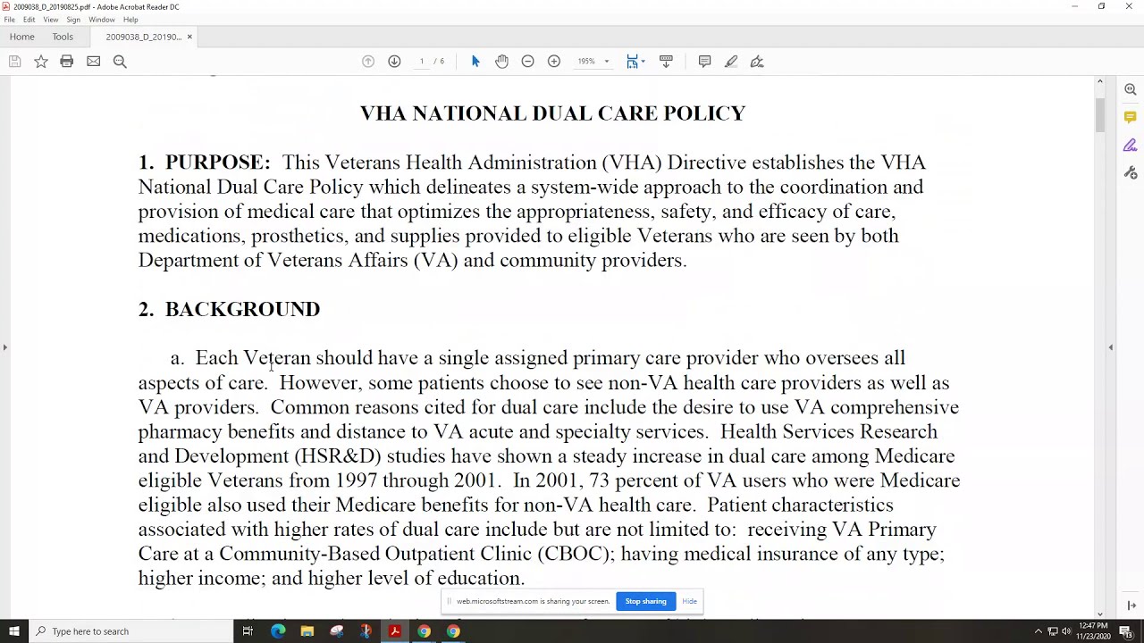 VHA Directive 2009-038 VHA National Dual Care Policy - YouTube