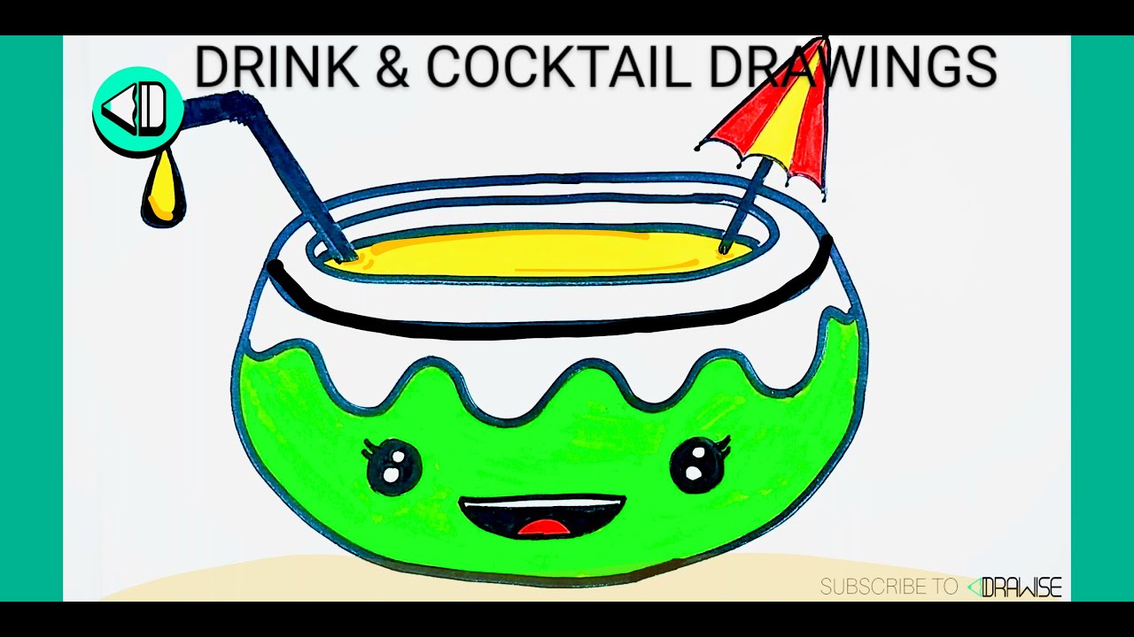 HOW TO DRAW DRINKS & COCKTAILS Easy & Cute, Kawaii Style Tutorial - YouTube