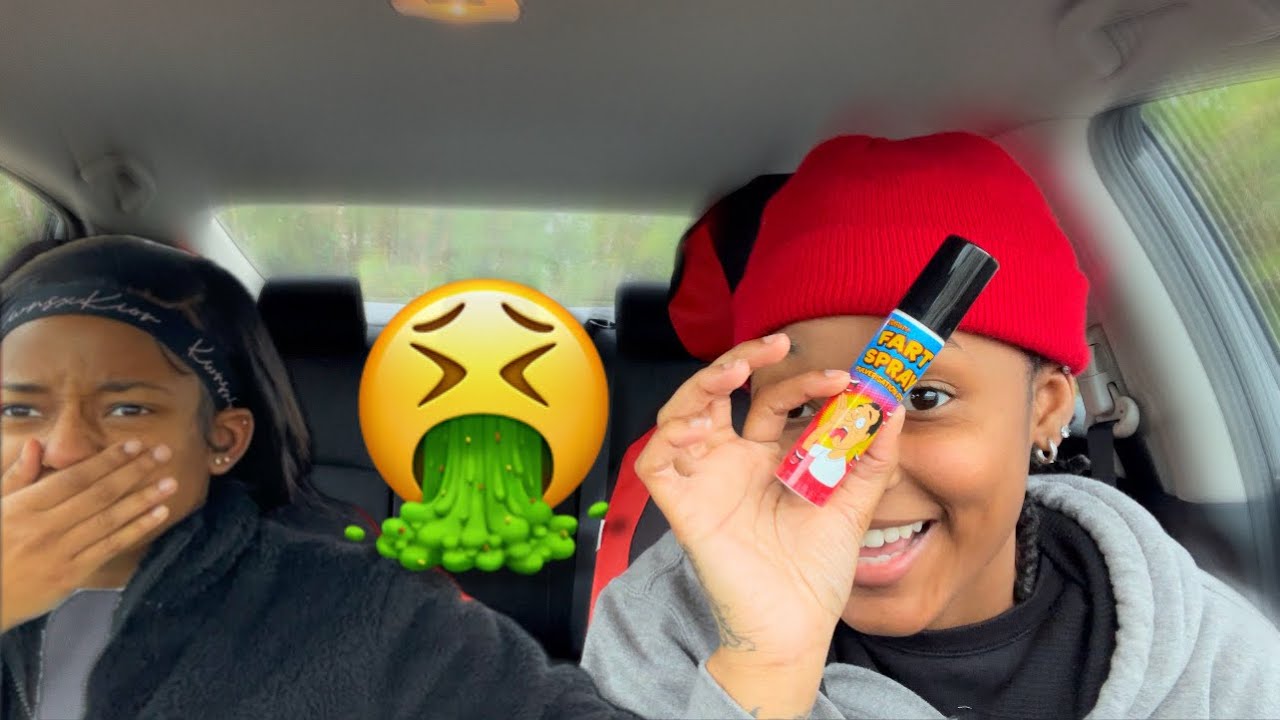 SPRAYING FART SPRAY WHILE THE WINDOWS LOCKED ON DRIA - YouTube