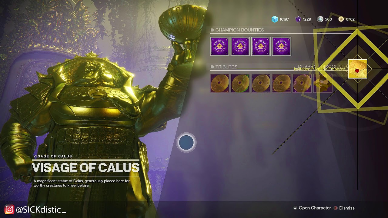 Destiny 2 The Tribute Hall - Inventation from the Emperor - Golden Hero ...