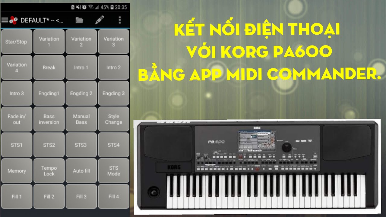 Kết nối điện thoại với Korg pa600 bằng app Midi Commander - YouTube