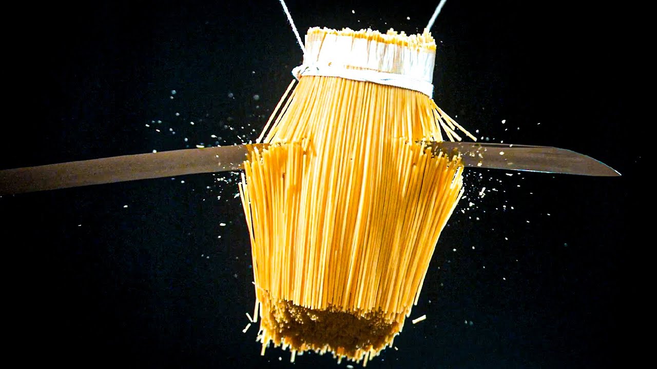 Real Japanese Sword vs. a Massive Pile of Pasta - YouTube