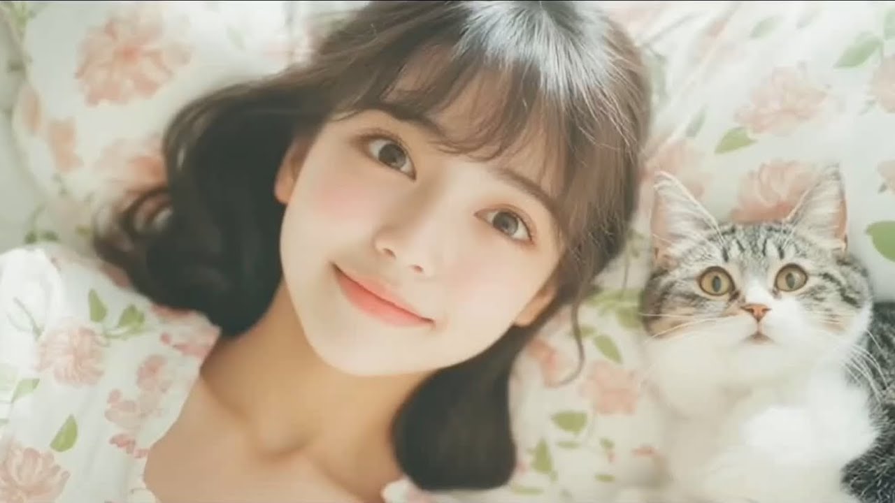 Cute Beautiful Lady With Her Cat - YouTube