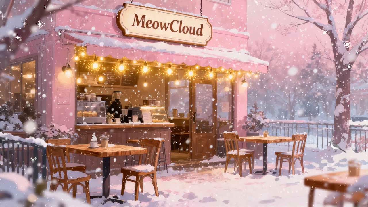 MeowCloud Pink Winter Street ️💕 Cozy Lofi Music for Study & Calm ☕ ...