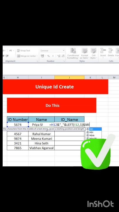 Create unique id #excel #msexcel #msoffice #computer #tricks #exceltips #exceltutorial # ...