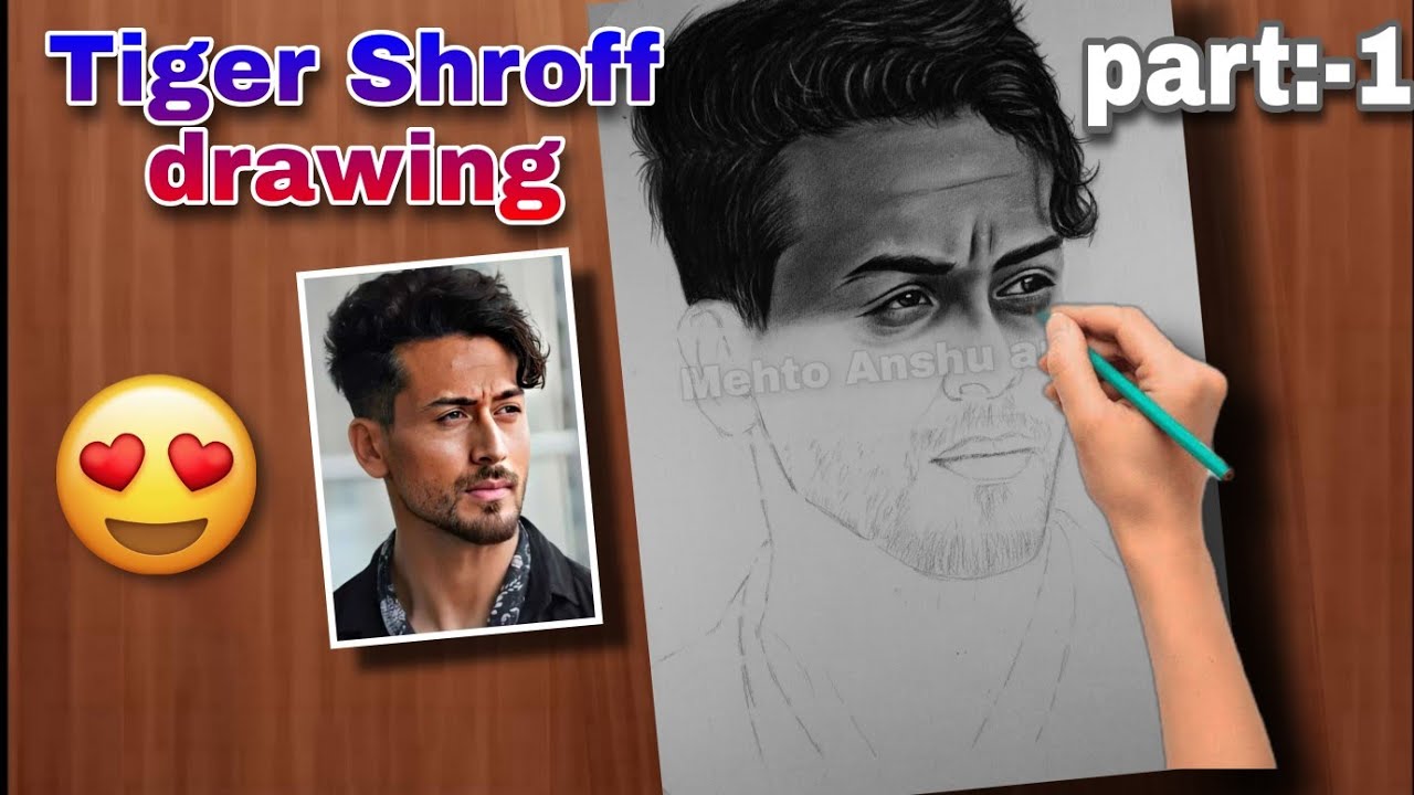 Tiger Shroff drawing // Drawing of Tiger Shroff 😍// part:-1 // shading ...
