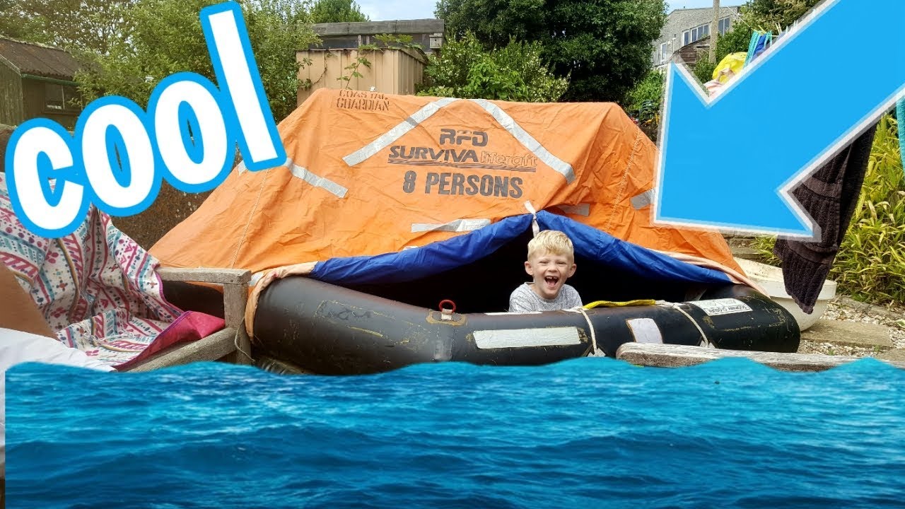 Inflating a life raft for a den ! - YouTube