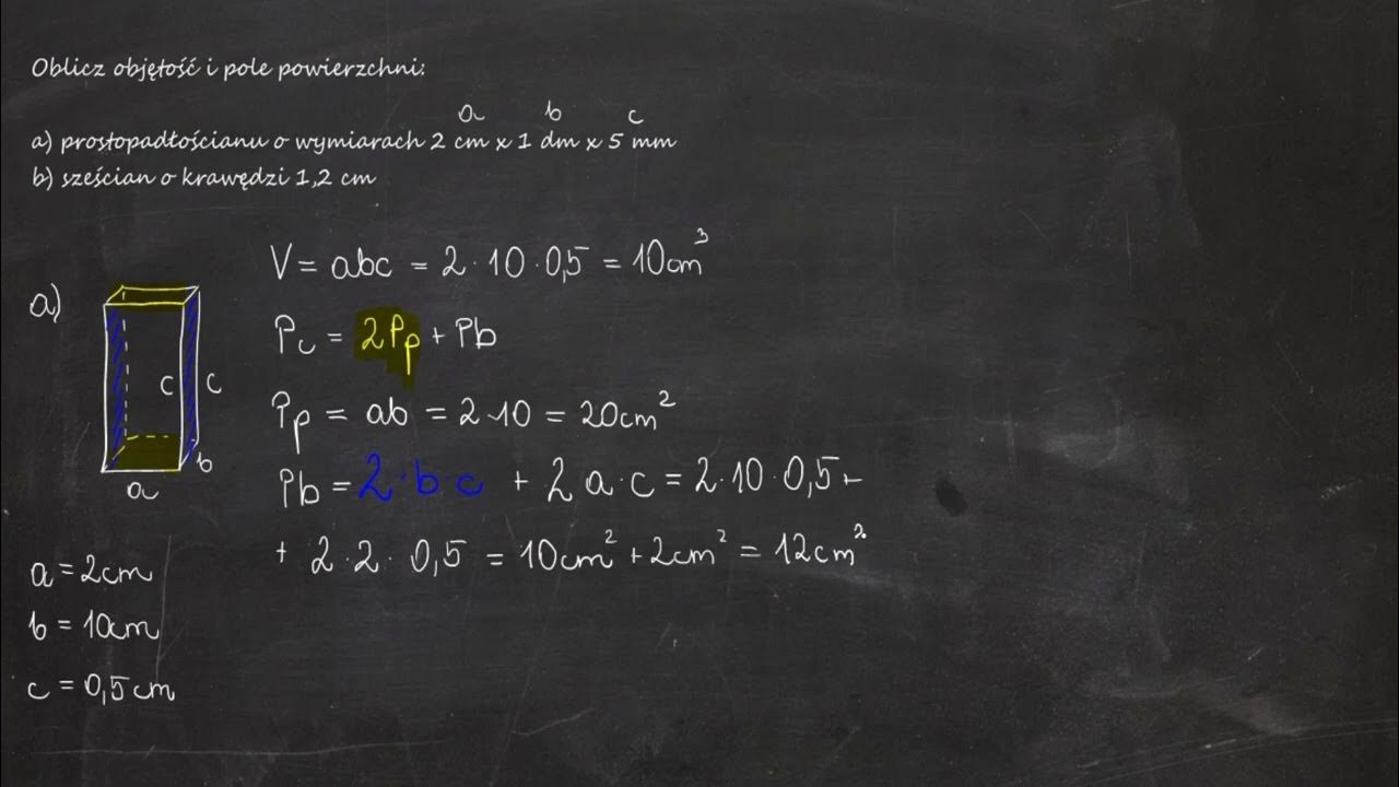 Oblicz objętość i pole powierzchni: a) prostopadłościanu o wymiarach 2 ...