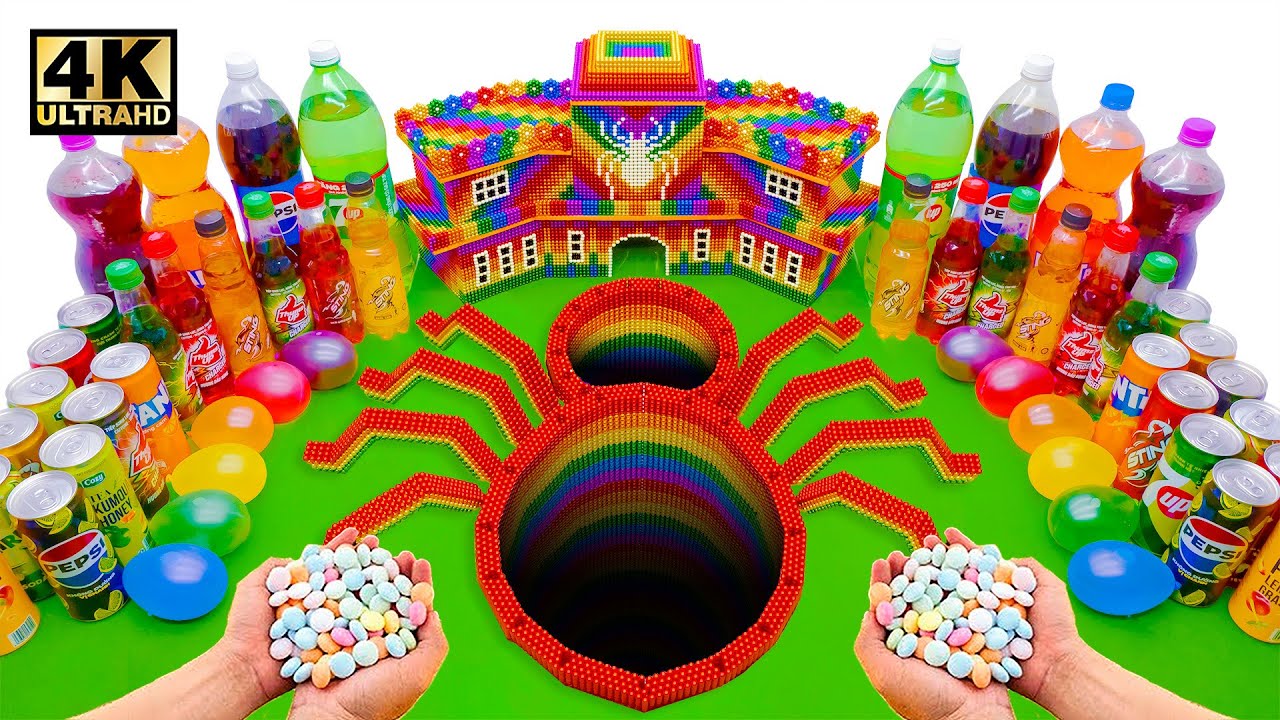 Pouring 100L of Fanta & Coca-Cola vs Mentos into a Spider Hole – Insane ...